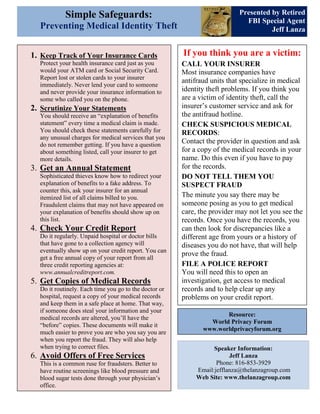 Medical identity theft handout june 2011 | PDF