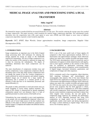 Medical image analysis and processing using a dual transform | PDF