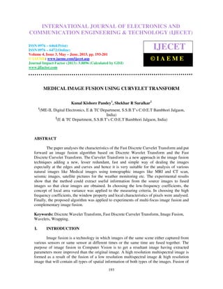 Medical image fusion using curvelet transform 2-3-4-5 | PDF
