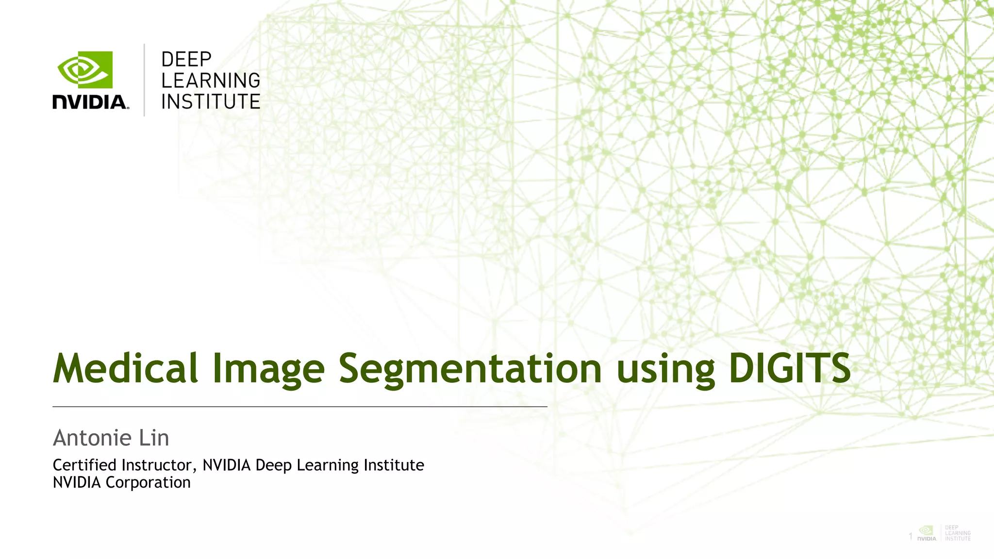 NVIDIA 深度學習教育機構 (DLI): Medical image segmentation using digits | PPT