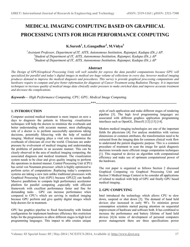 Medical imaging computing based on graphical processing units for high performance computing | PDF