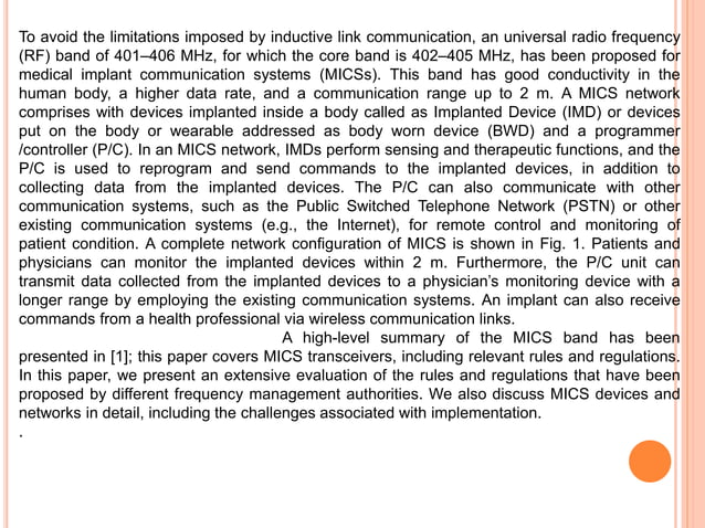 Medical Implant Communication Systems. | PPT