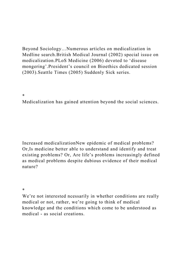 Medicalization of SocietyThe social construction of .docx