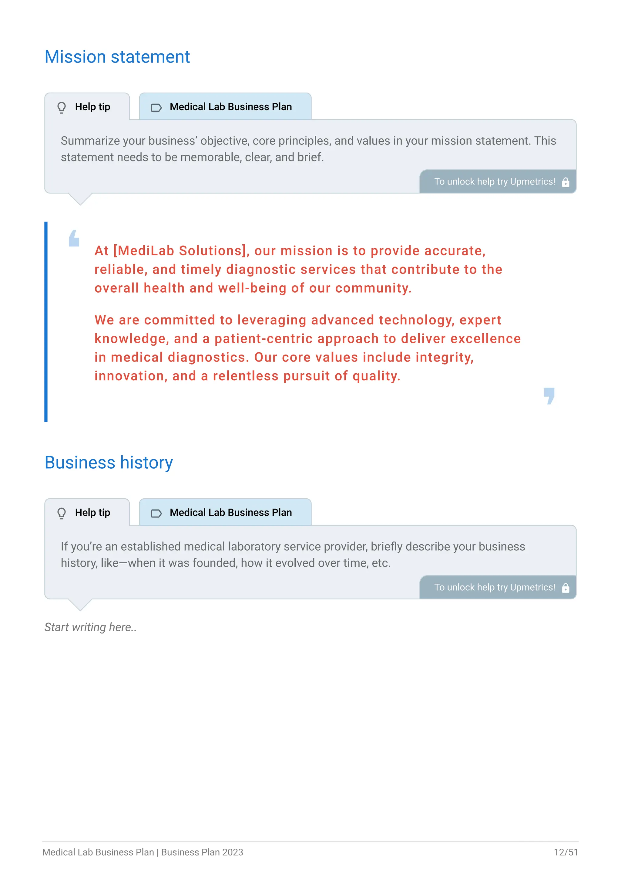 Medical Lab Business Plan Example | Upmetrics | PDF