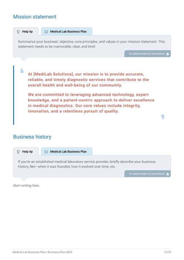 Medical Lab Business Plan Example | Upmetrics | PDF