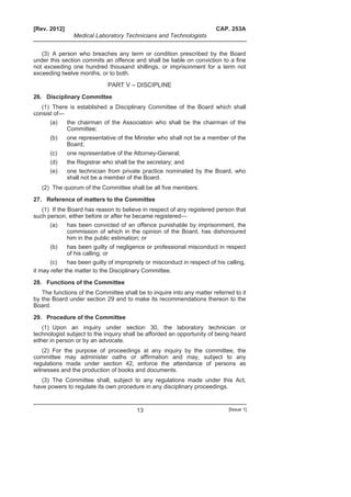 Medical Laboratory Technicians and Technologists ACT No. 10 of 1999 | PDF