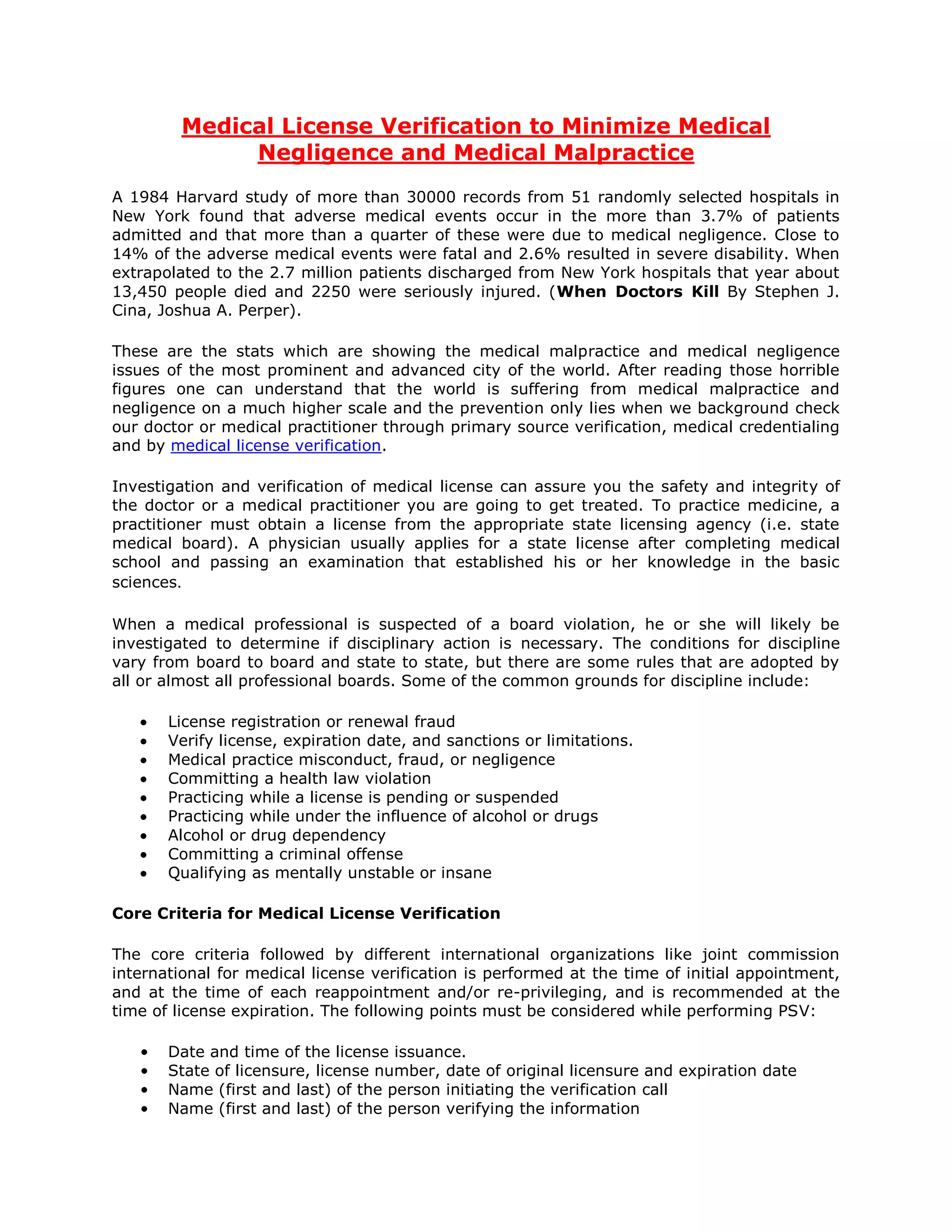 Medical license verification | PDF