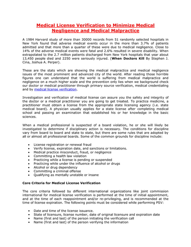 Medical license verification | PDF