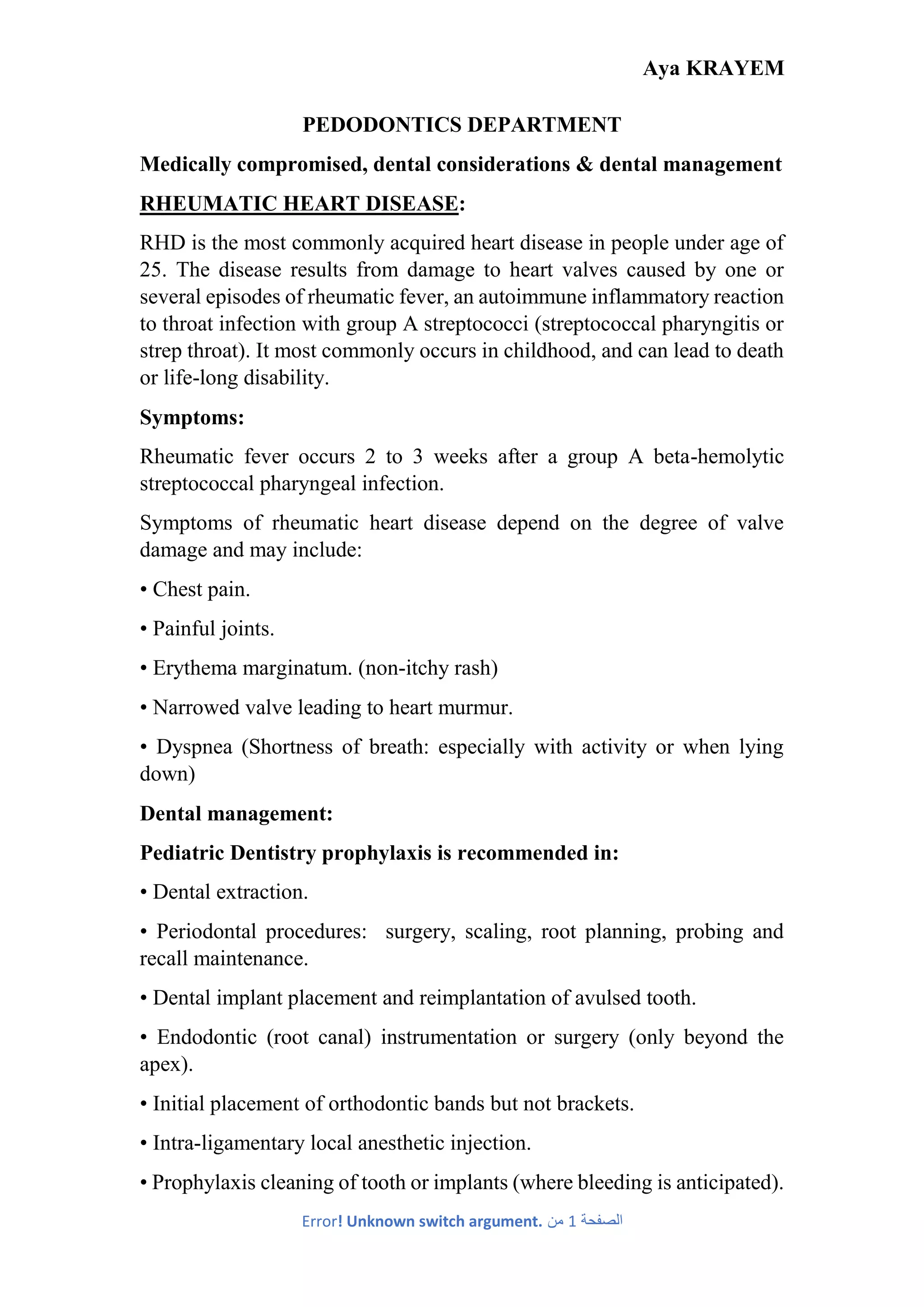 Medically compromised pedo .docx