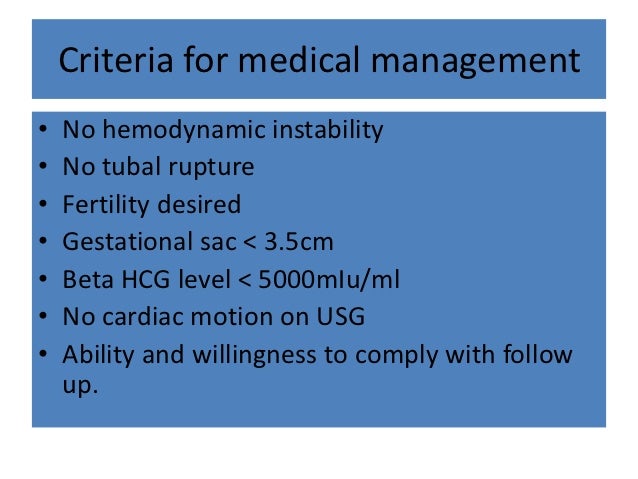 Medical management of ectopic pregnancy