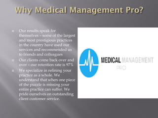 Healthcare Consultancy Group | Medical Management Pro | PPT