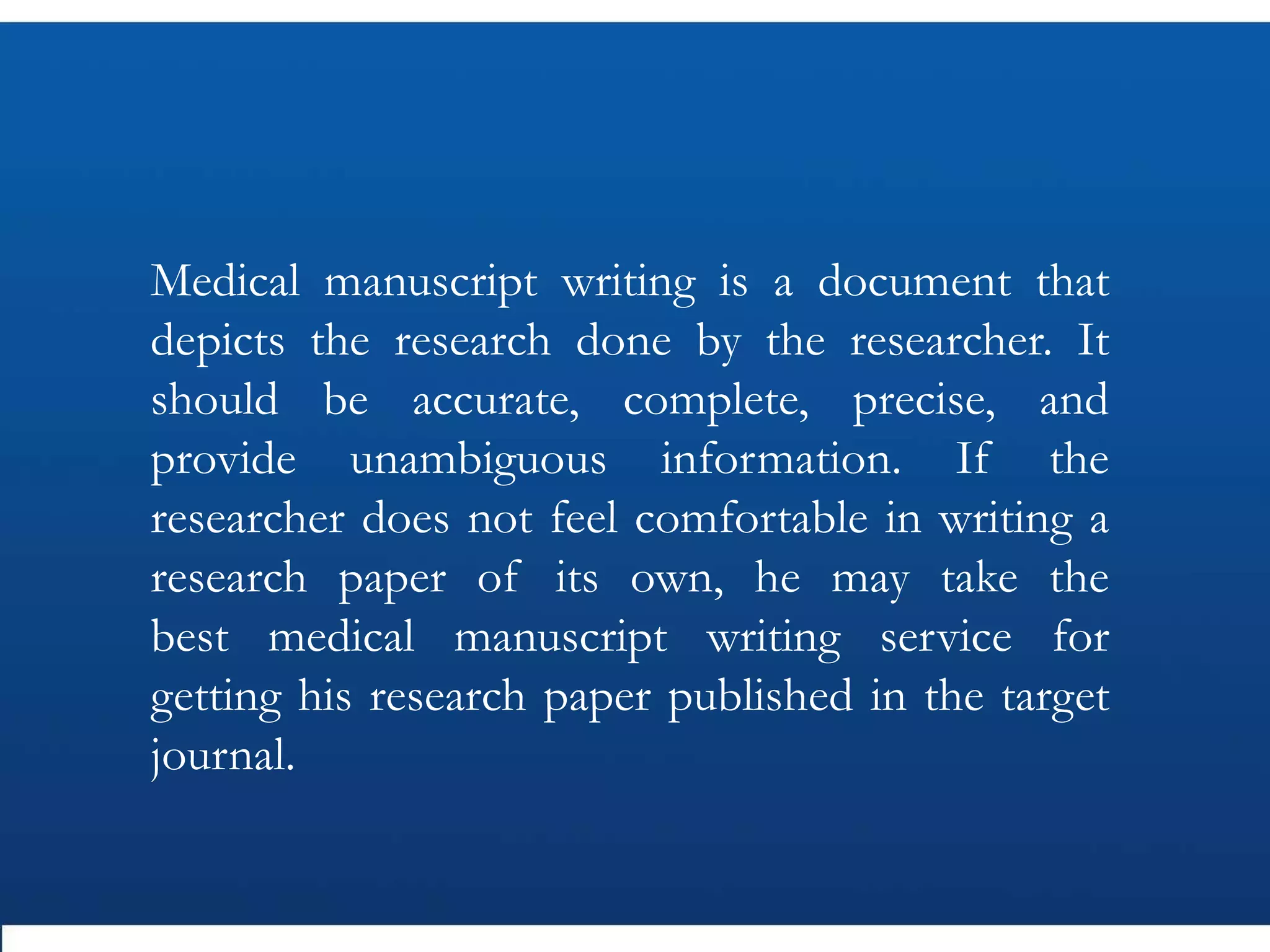 Medical Manuscript Writing | PPTX