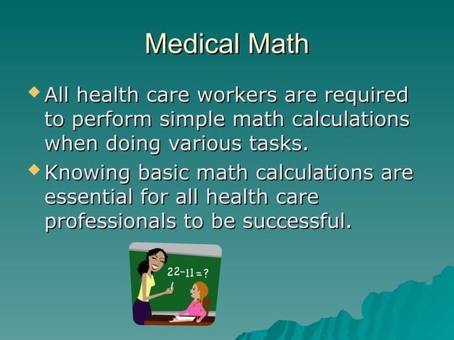 Medical Mathematics for Nursing students.ppt | Healthcare Industry ...