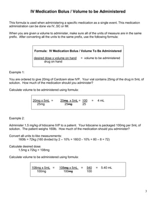 Medical mathmatics, a handout | PDF | First Aid | Injuries