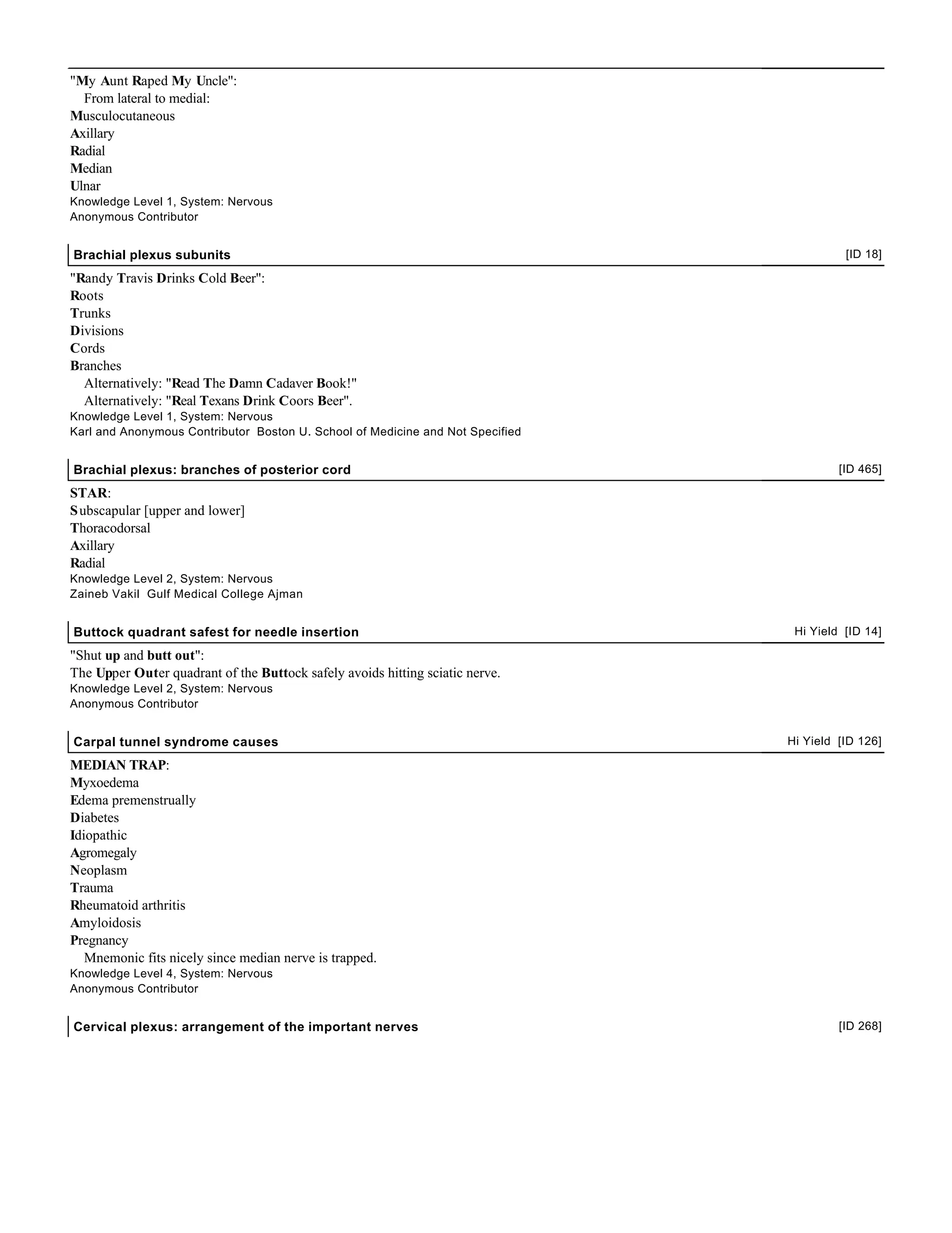 Medical mnemonics | PDF