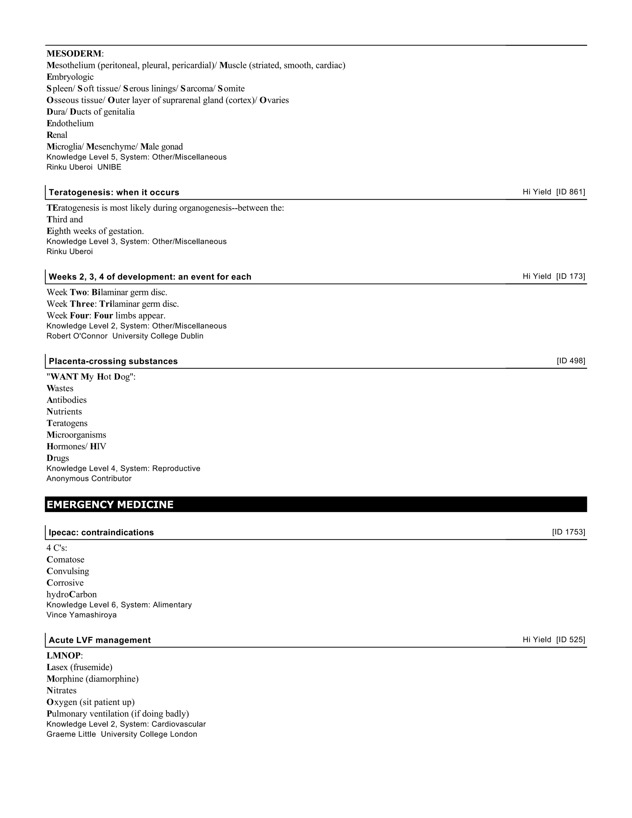 Medical mnemonics | PDF