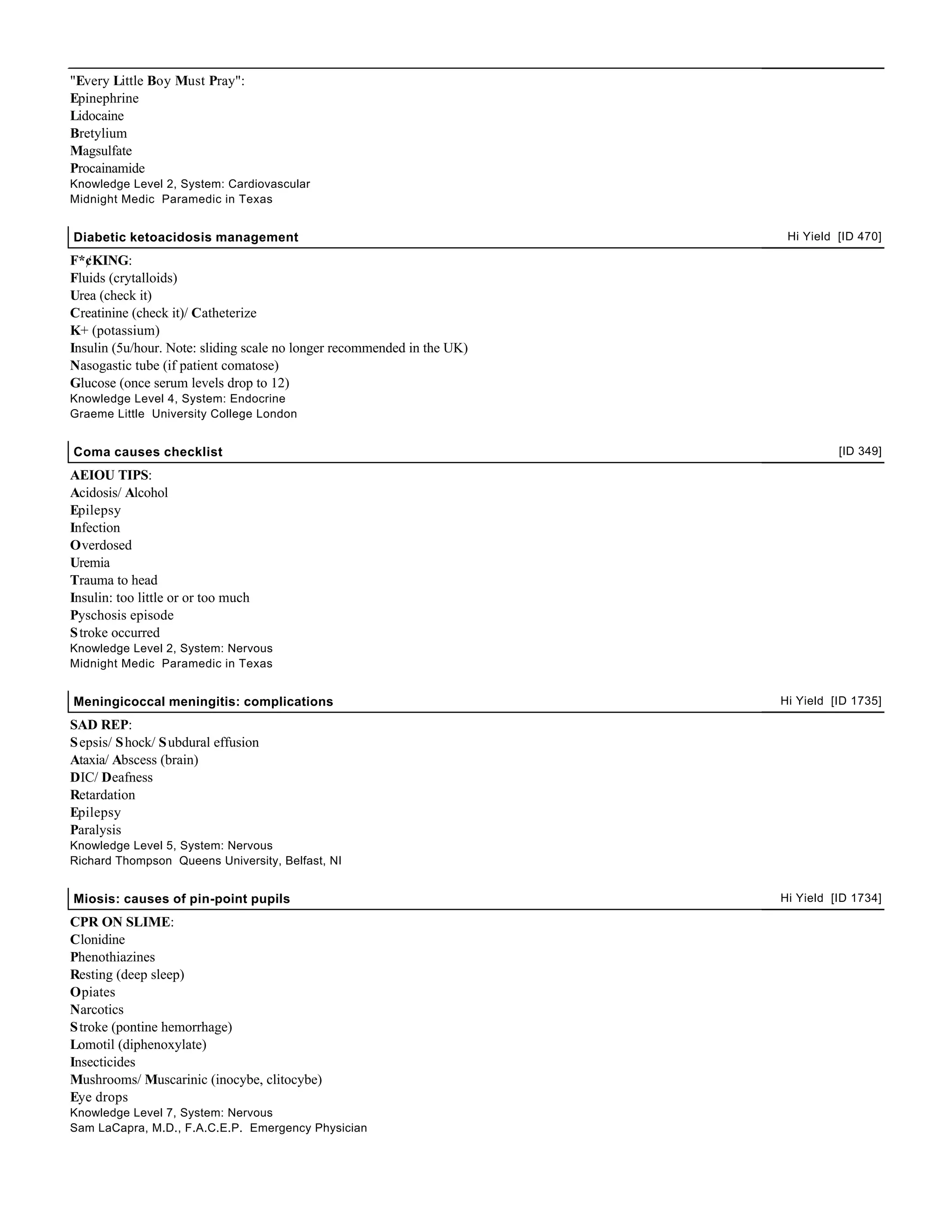 Medical mnemonics | PDF