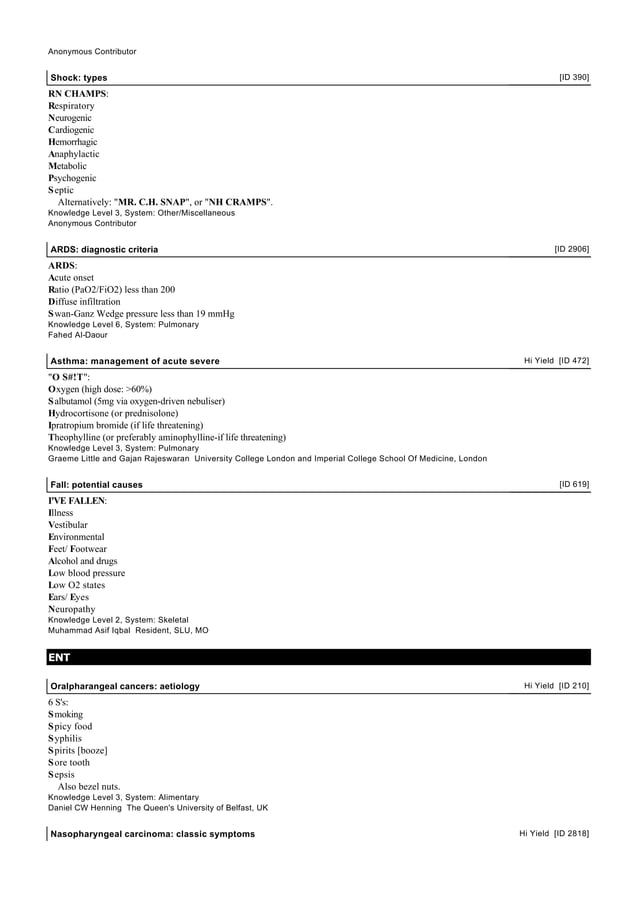 Medical mnemonics pdf_print_version | PDF