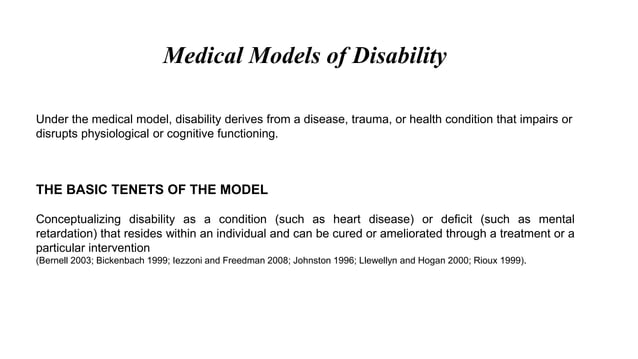 Medical Model of Disability | PPTX | Physical Therapy | Wellness