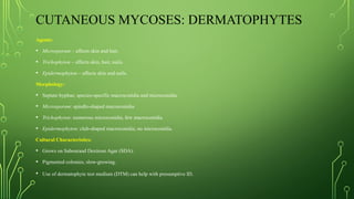 MEDICAL MYCOLOGY - SUPERFICIAL MYCOSIS, CUTANEOUS MYCOSES, SUBCUTANEOUS ...