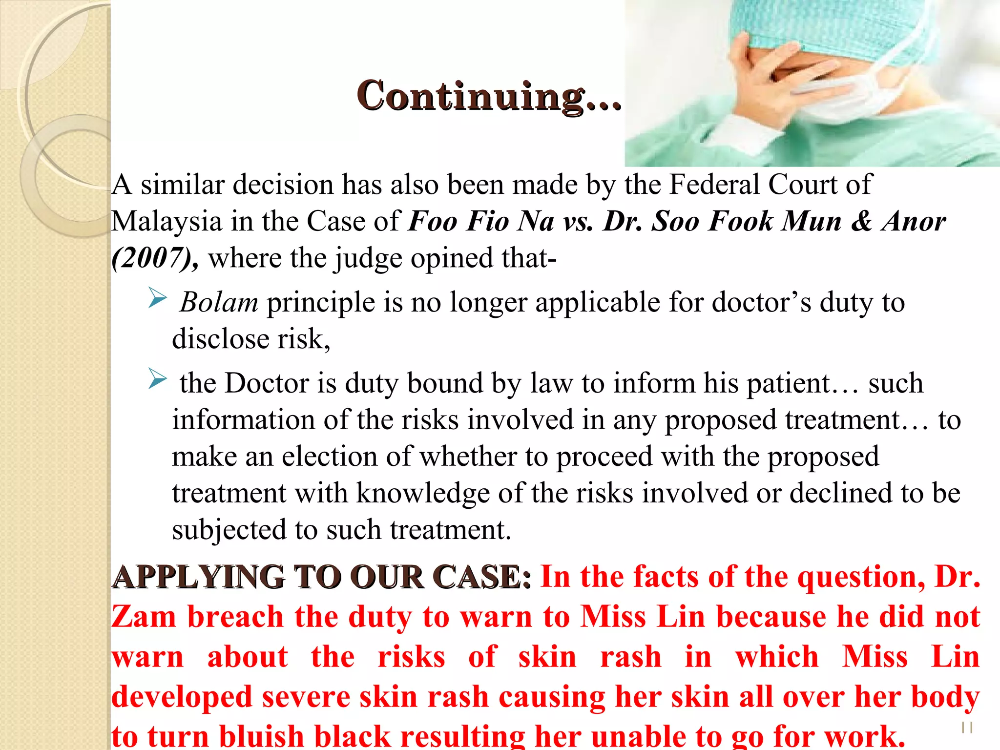 Medical negligence Law (Problem Solving Answer). | PPT