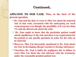 Medical negligence Law (Problem Solving Answer). | PPT