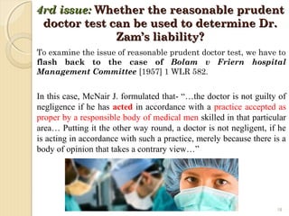 Medical negligence Law (Problem Solving Answer). | PPT