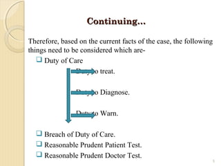Medical negligence Law (Problem Solving Answer). | PPT