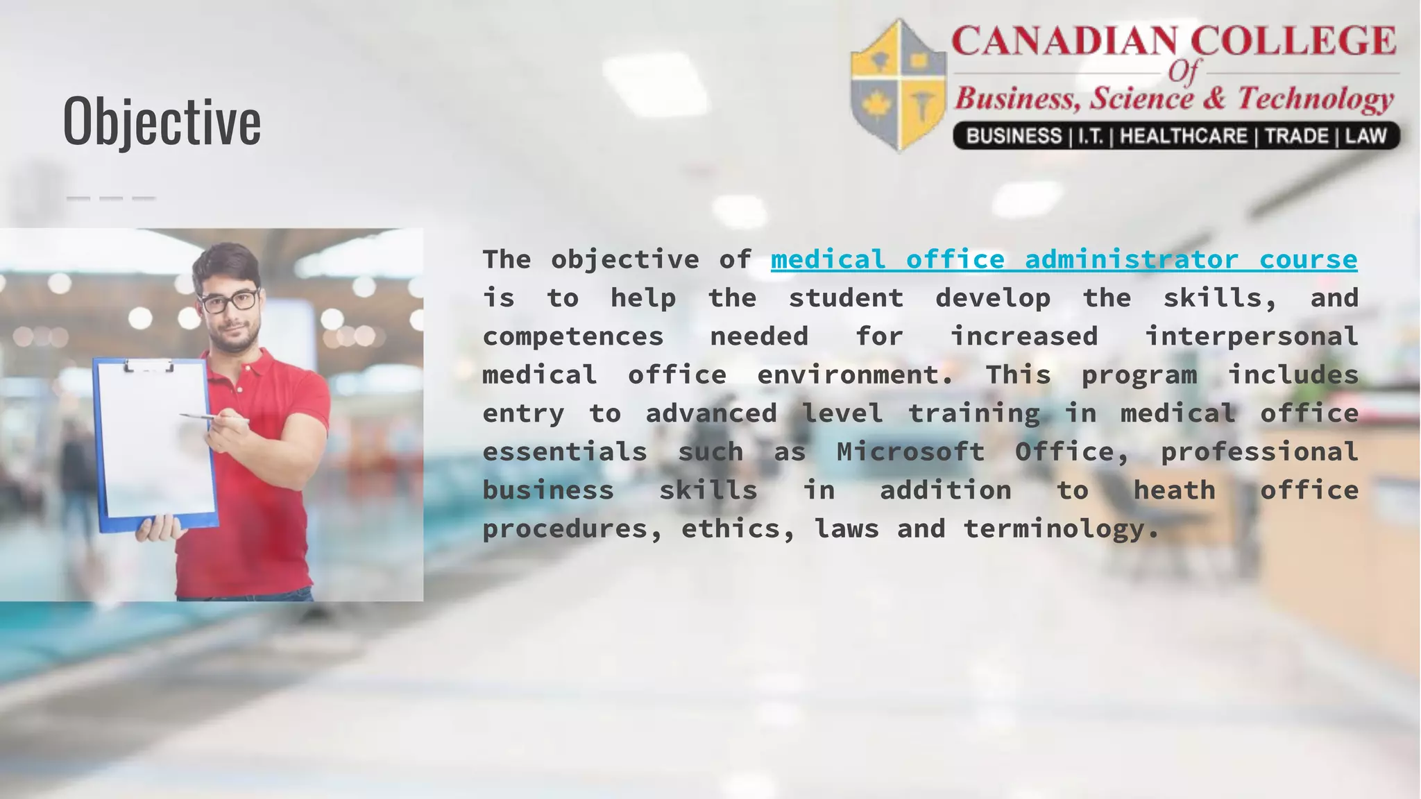 Medical Office Administrator Course CCBST | PDF