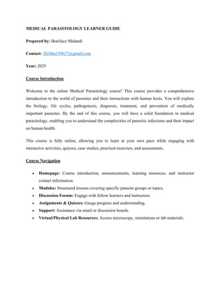 Comprehensive Online Medical Parasitology Course Guide for 2025 | PDF