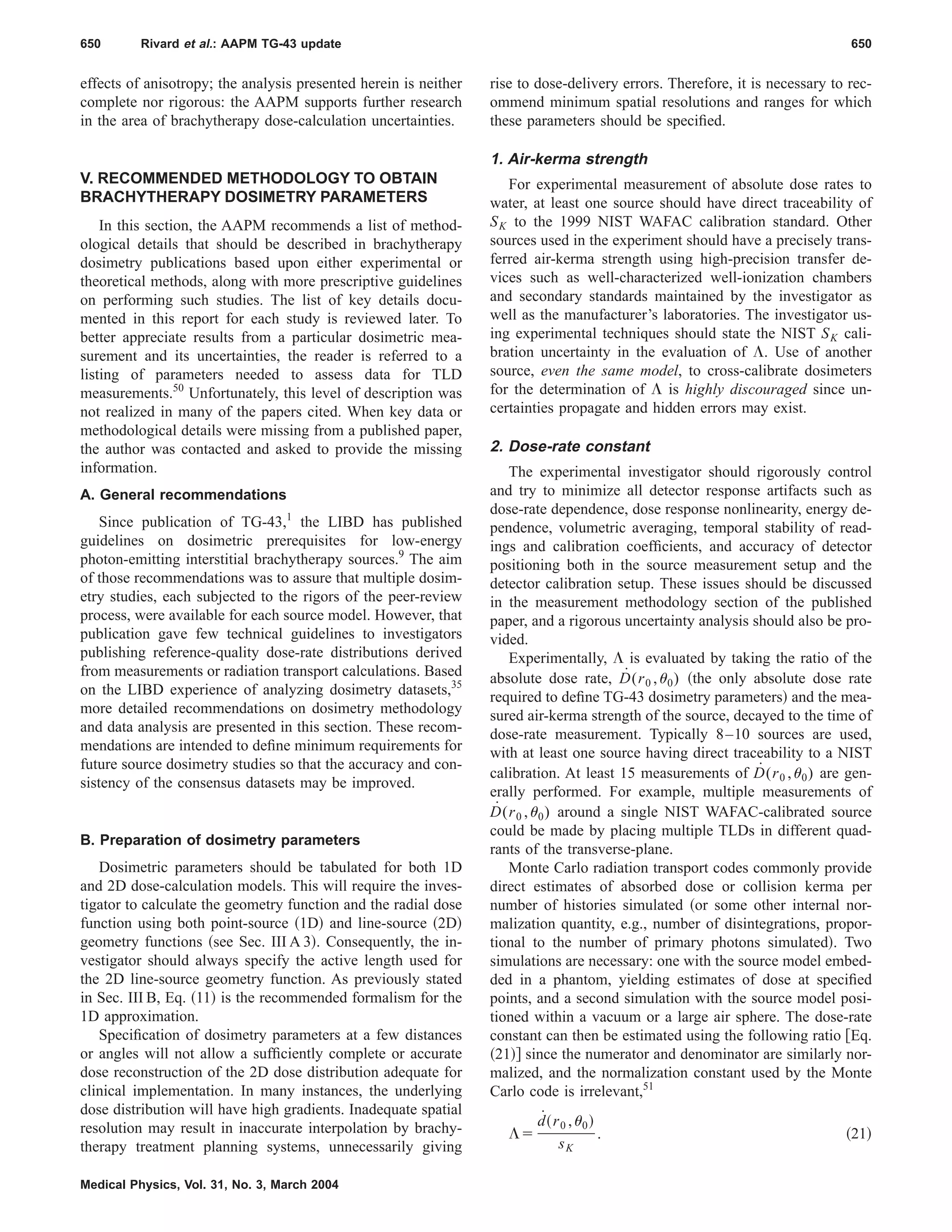 Medical physics 2004 - rivard - update of aapm task group no 43 report ...