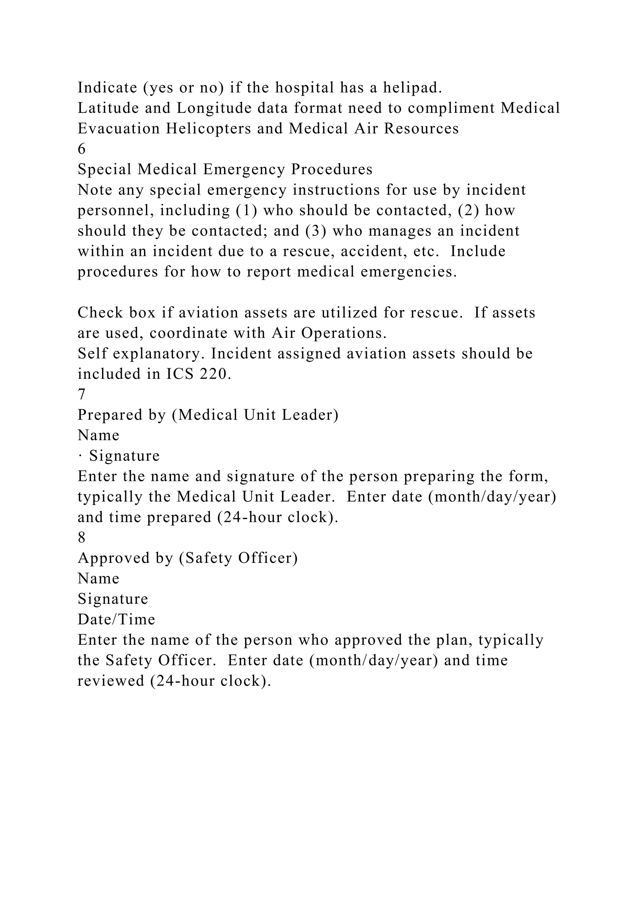 Medical Plan (ICS 206)1. Incident Name 2. Operational .docx