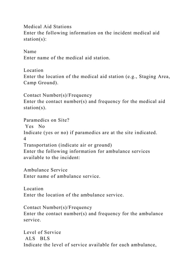 Medical Plan (ICS 206)1. Incident Name 2. Operational .docx