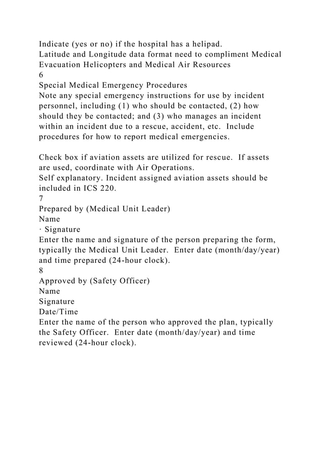 Medical Plan (ICS 206)1. Incident Name 2. Operational .docx