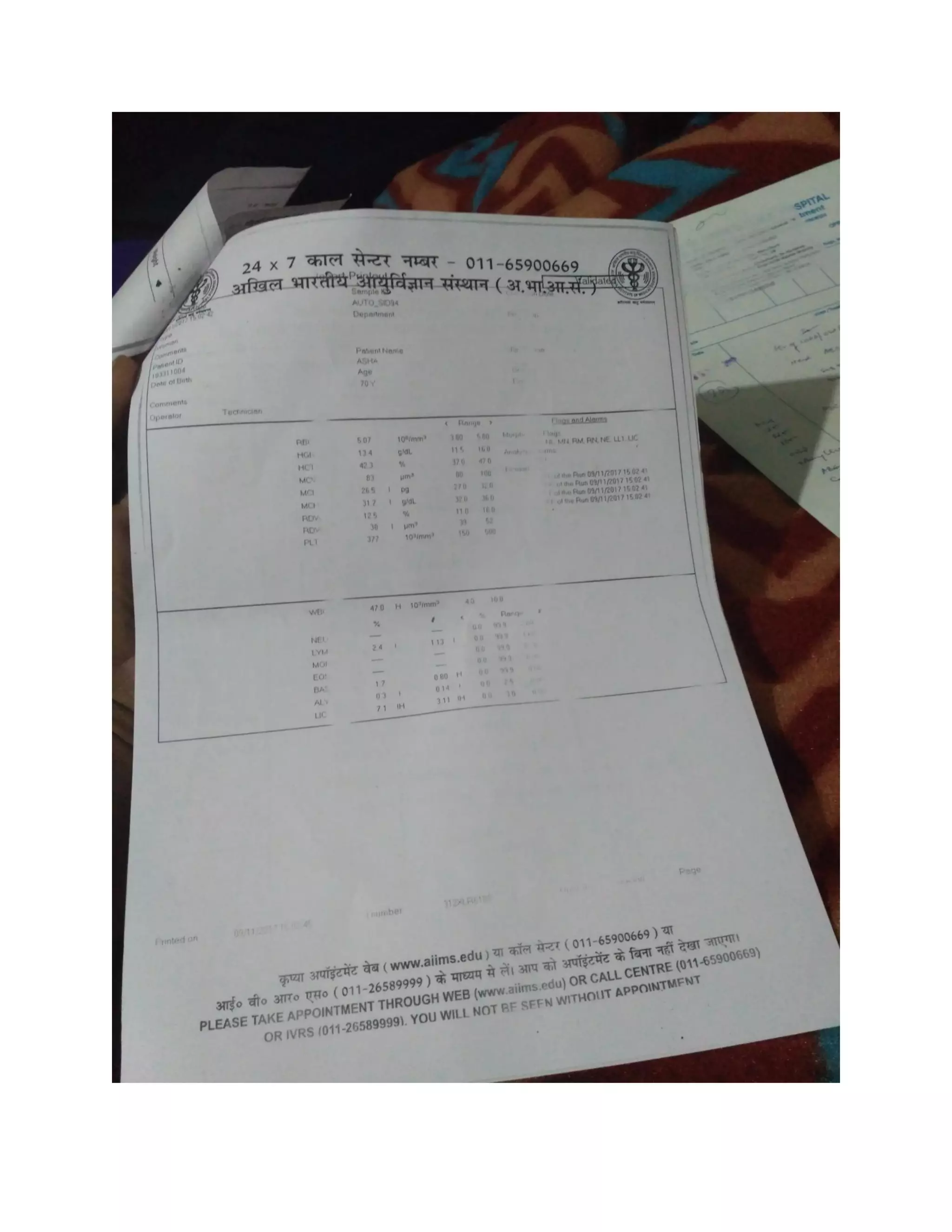 Medical Prescription of Emergency AIIMS New Delhi dated 09.11.2017 | PDF