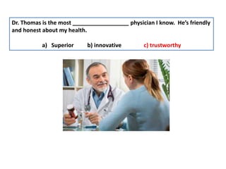ESL: Medical Product Descriptions (Adjectives) | PPTX