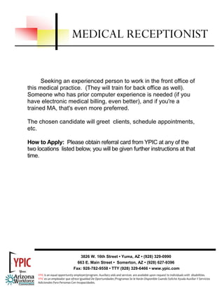 Medical receptionist | PDF