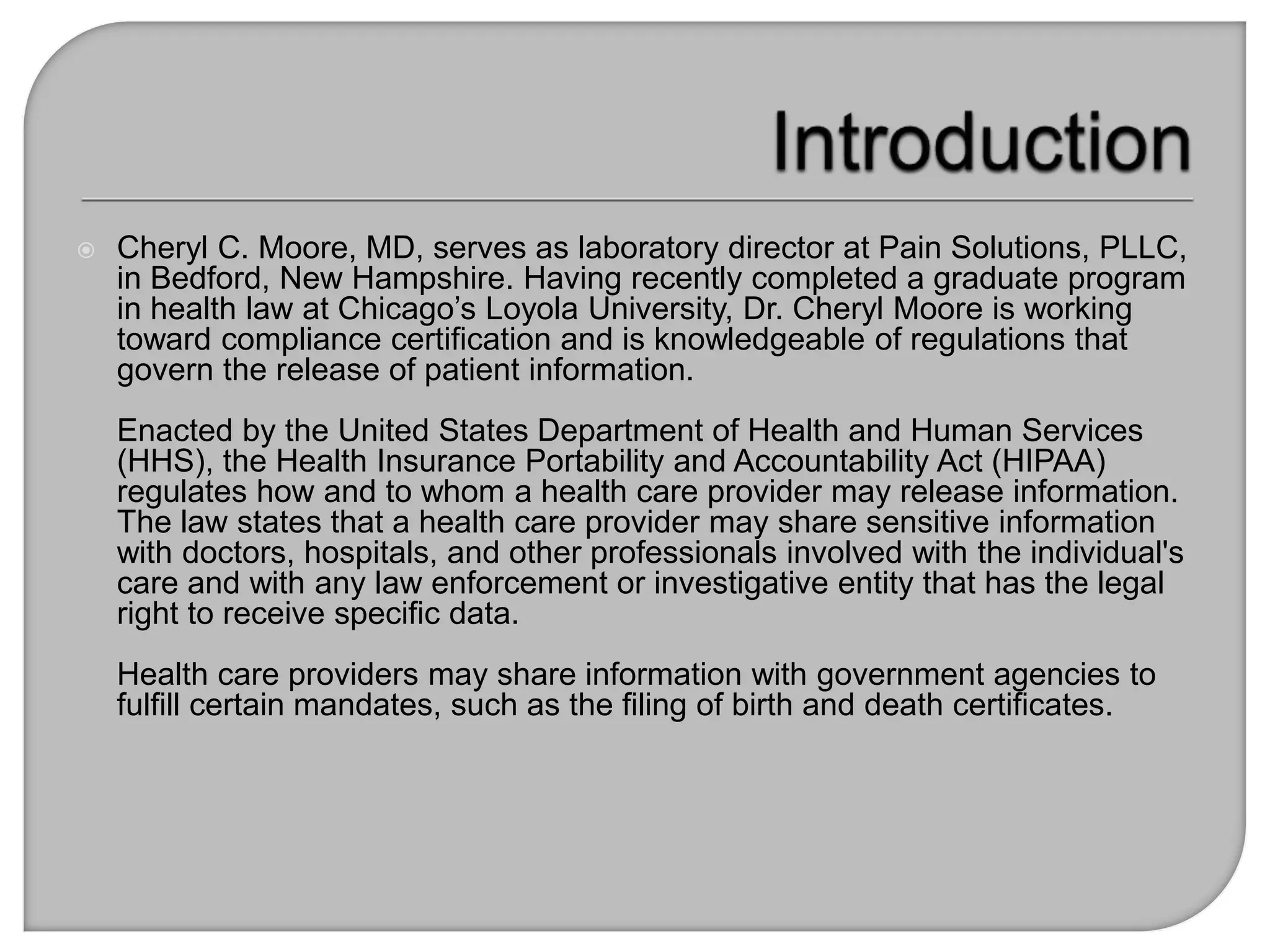 Medical Record Disclosure without Consent - Federal Regulations | PPTX