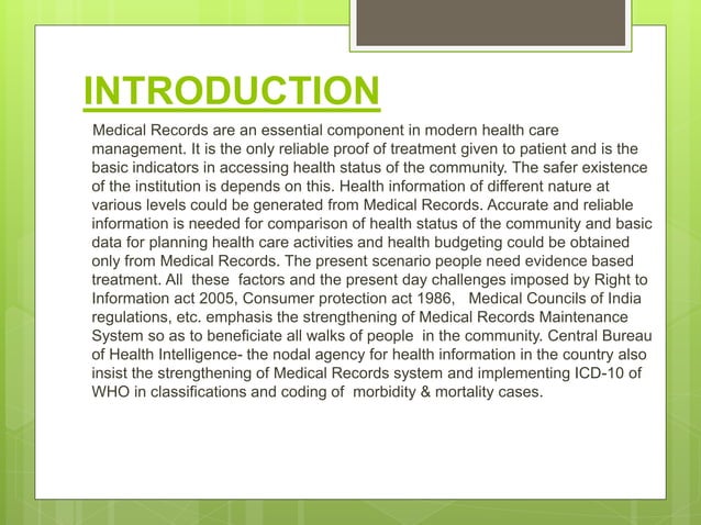 Medical record management | PPTX | Health Insurance | Insurance