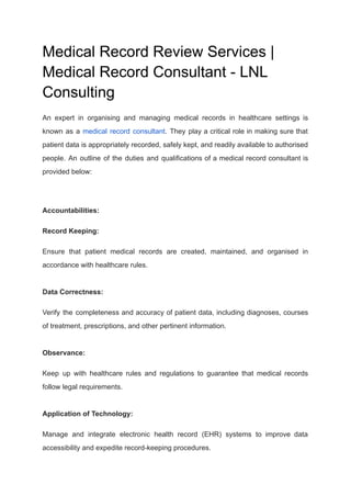 Medical Record Review Services _ Medical Record Consultant - LNL ...