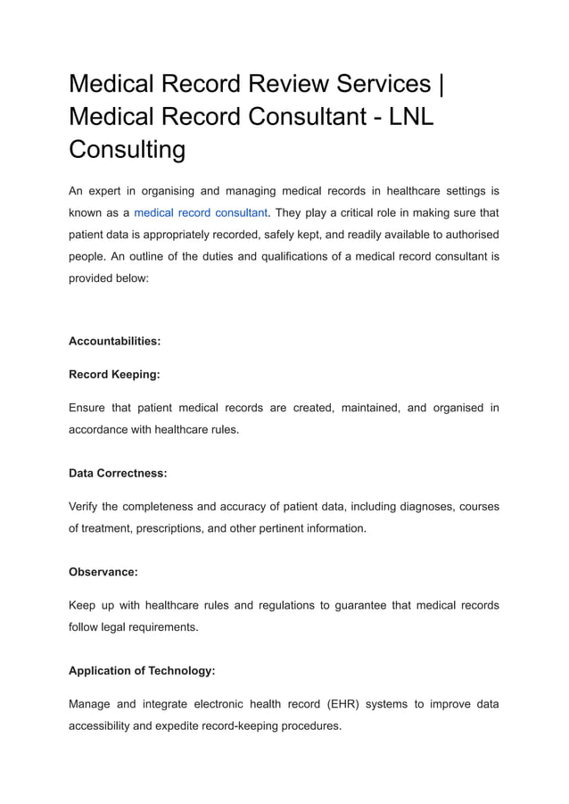 Medical Record Review Services _ Medical Record Consultant - LNL ...