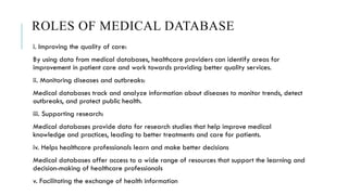 Medical related database-lecture to record | PPTX