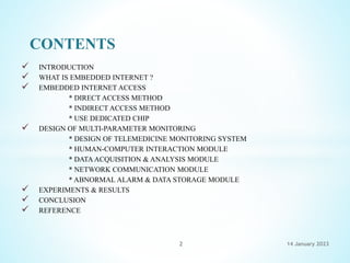 MEDICAL REMOTE MONITORING OF MULTIPLE PHYSIOLOGICAL PARAMETERS BASED ON WIRELESS EMBEDDED ...