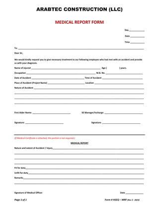 MEDICAL REPORT FORM Form # HSEQ - MRF Rev 3 -.docx
