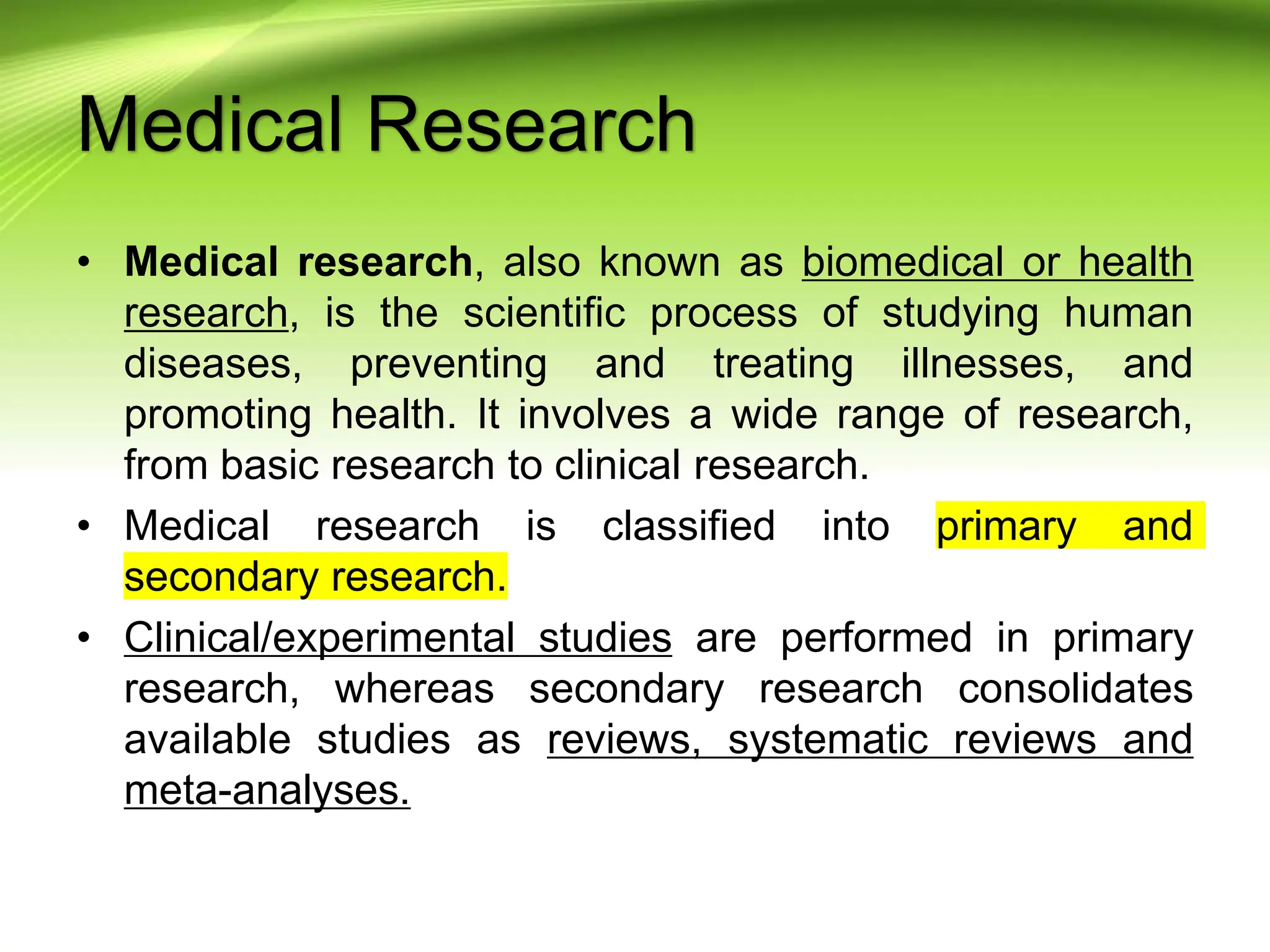 Medical Research Unit 5 Research Methodology.ppt | Healthcare Industry | Industries