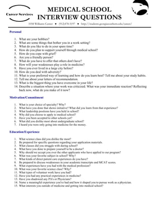 Medical school interview questions | PDF