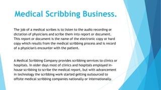 Medical scribbing business | PPTX