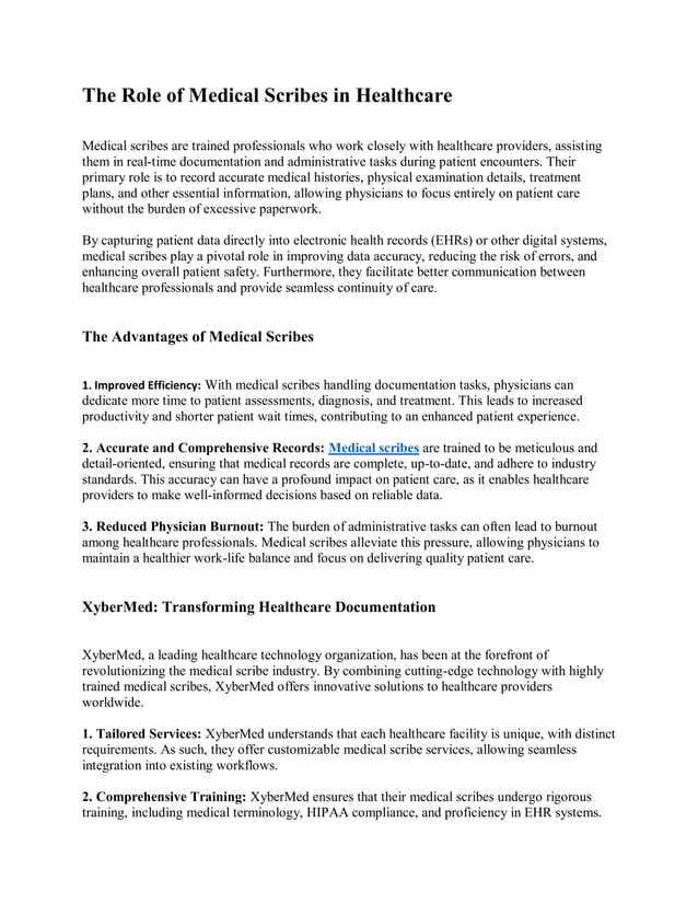 Medical Scribe Services | PDF
