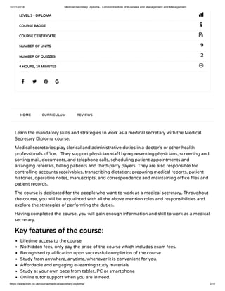 Medical Secretary Diploma - LIBM | PDF