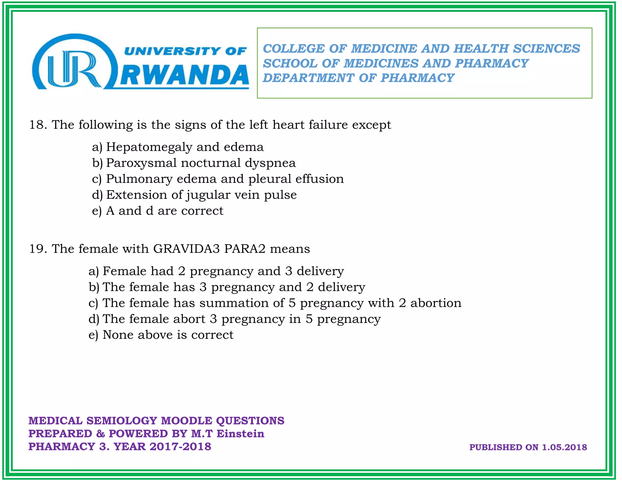 Medical semiology MCQs | PDF